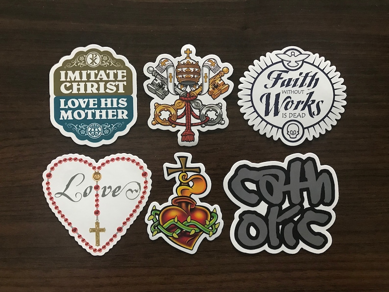 6 Pack Catholic Vinyl Sticker Decals - Etsy