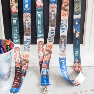 Mary Lanyard Catholic ID Badge Holder Marian Blessed Mother Lanyard ...