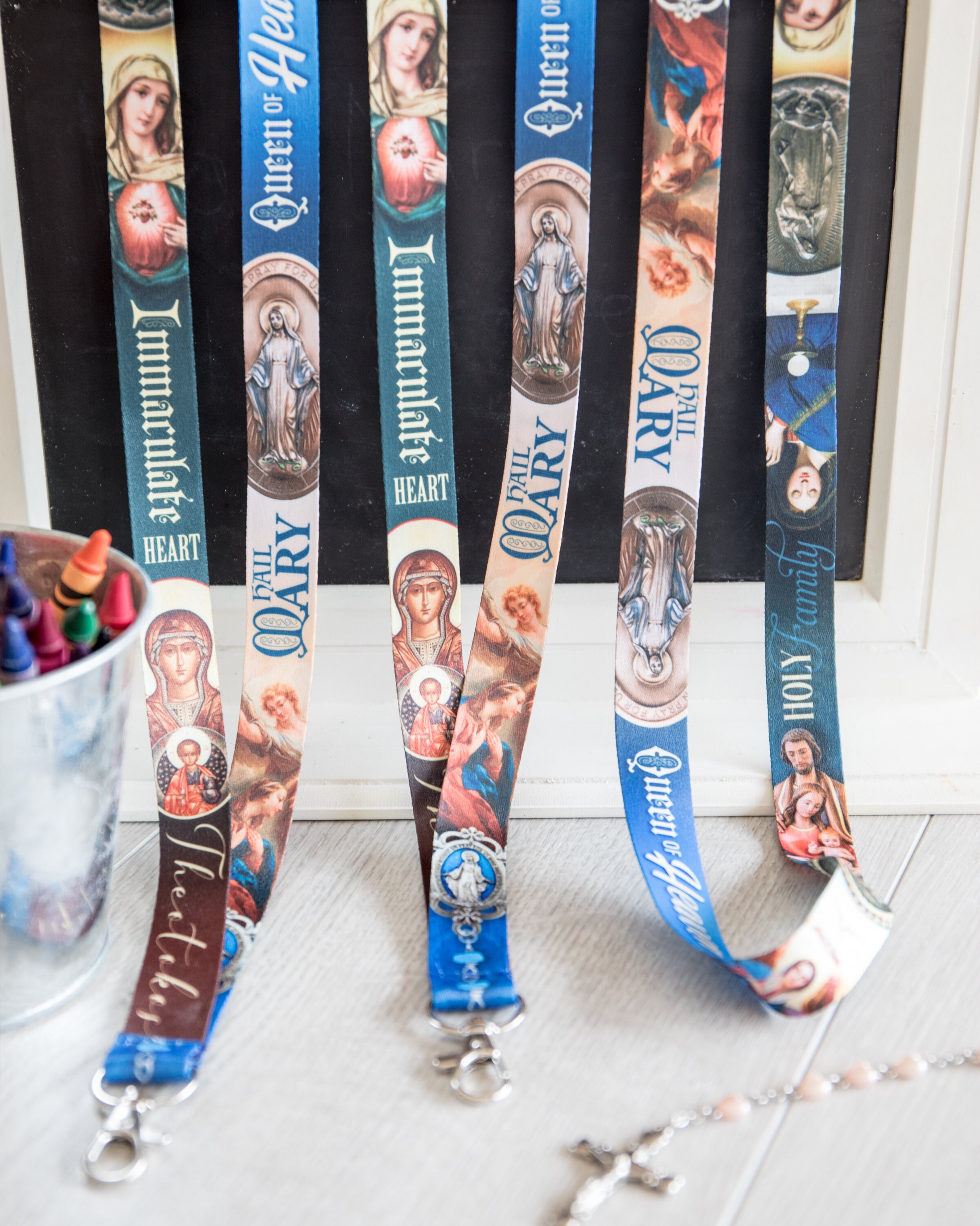 Mary Lanyard Catholic ID Badge Holder Marian Blessed Mother Lanyard ...