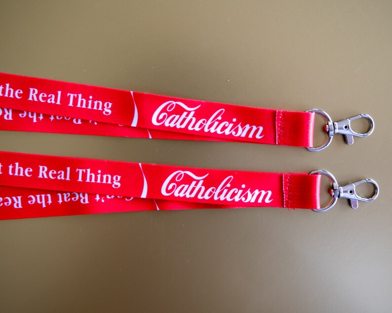 Catholic Christian Coke Lanyard the Real Thing ID Badge Holder | Etsy