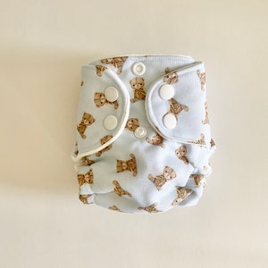 Newborn Light Blue Teddy Bear Hybrid Fitted Cloth Diaper - Etsy