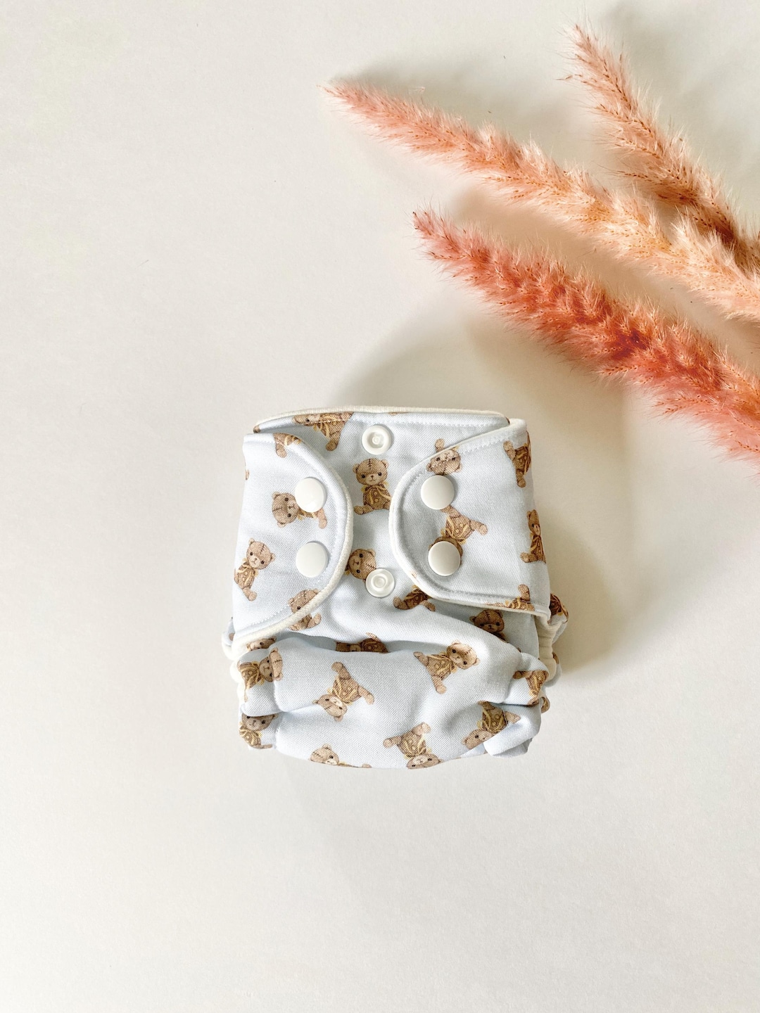 Newborn Light Blue Teddy Bear Hybrid Fitted Cloth Diaper - Etsy