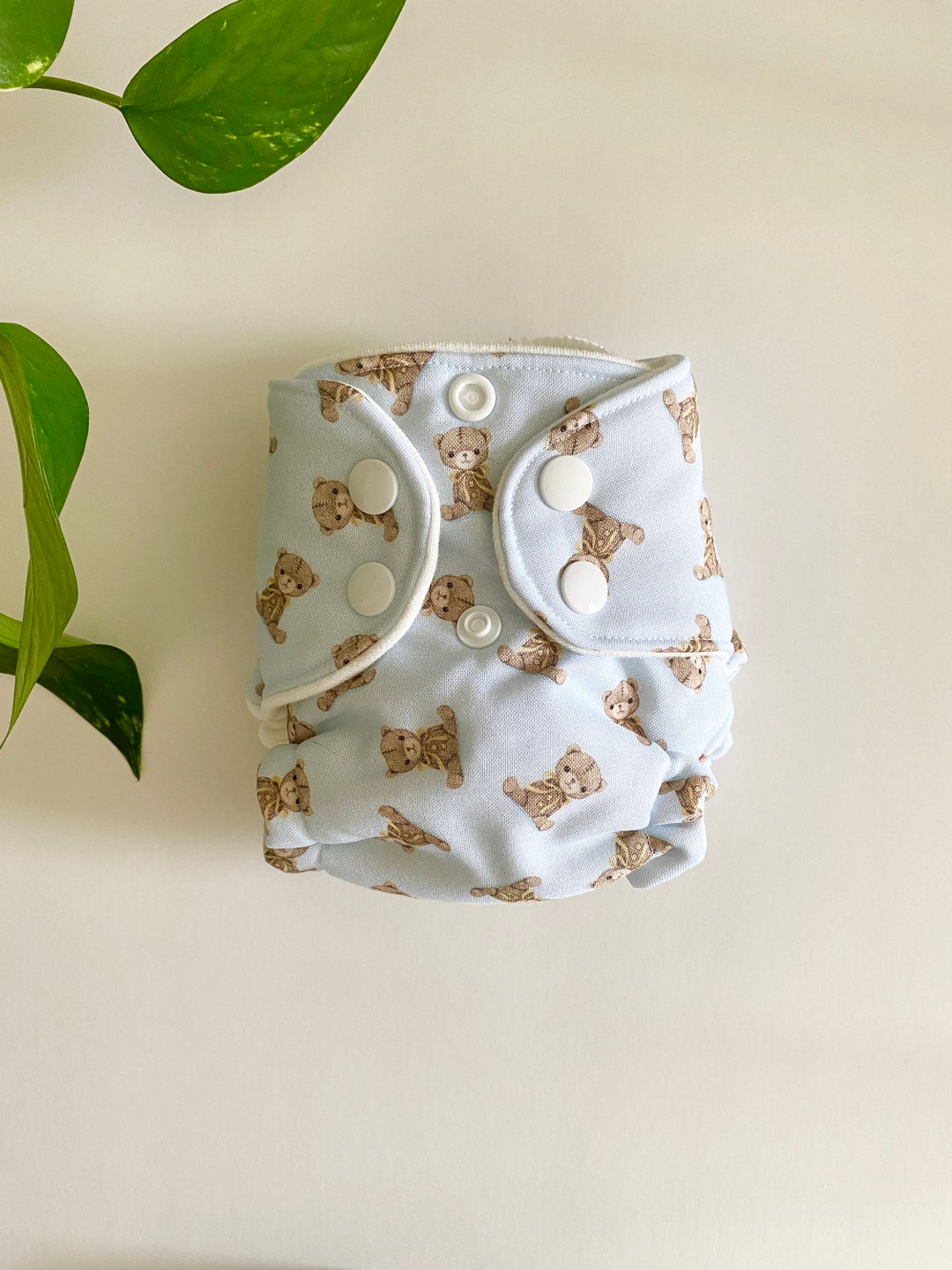 Newborn Light Blue Teddy Bear Hybrid Fitted Cloth Diaper - Etsy