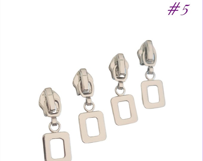 Multi Pk 5 Zipper Slider Square Cut Out Zipper Slider Silver Zipper ...