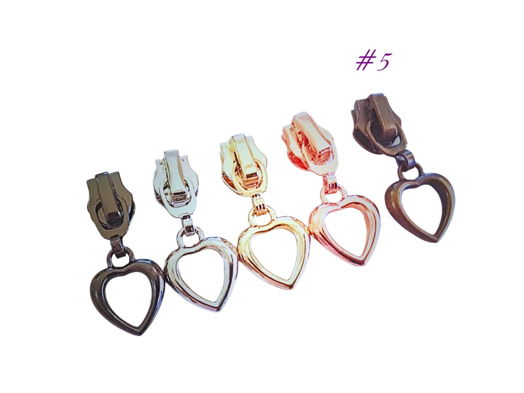 Zipper Slider #5 | Heart Shaped Zipper Pull 5 Colours - Etsy