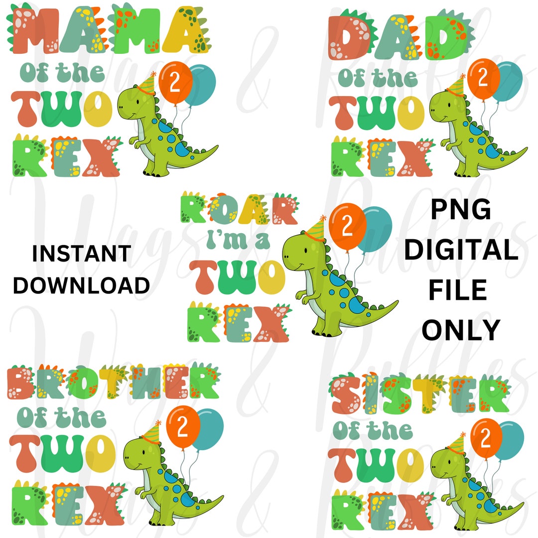 Boy Two Rex Png, Family Dinosaurs Bundle Png, Dinosaur Family, Matching ...