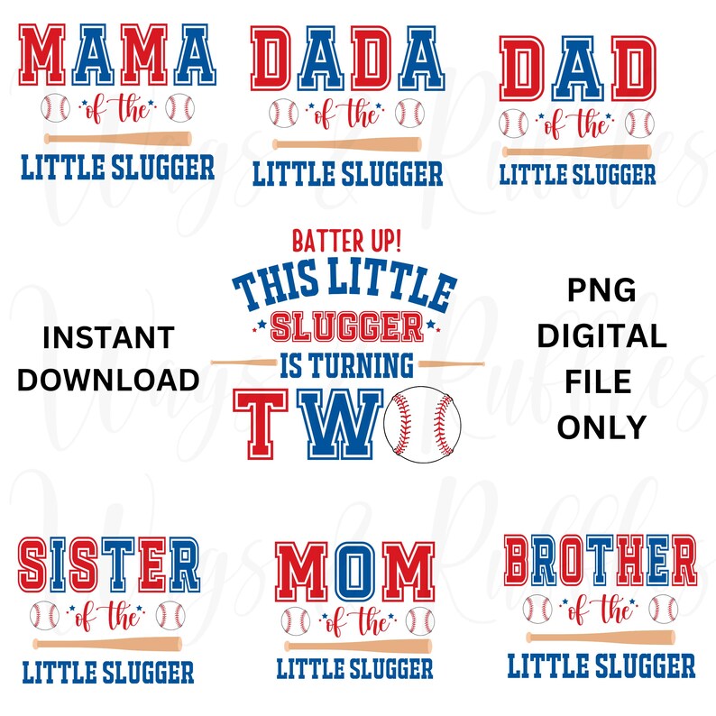 Little Slugger is Turning Two Png , Family 2nd Bday Bundle Files ...