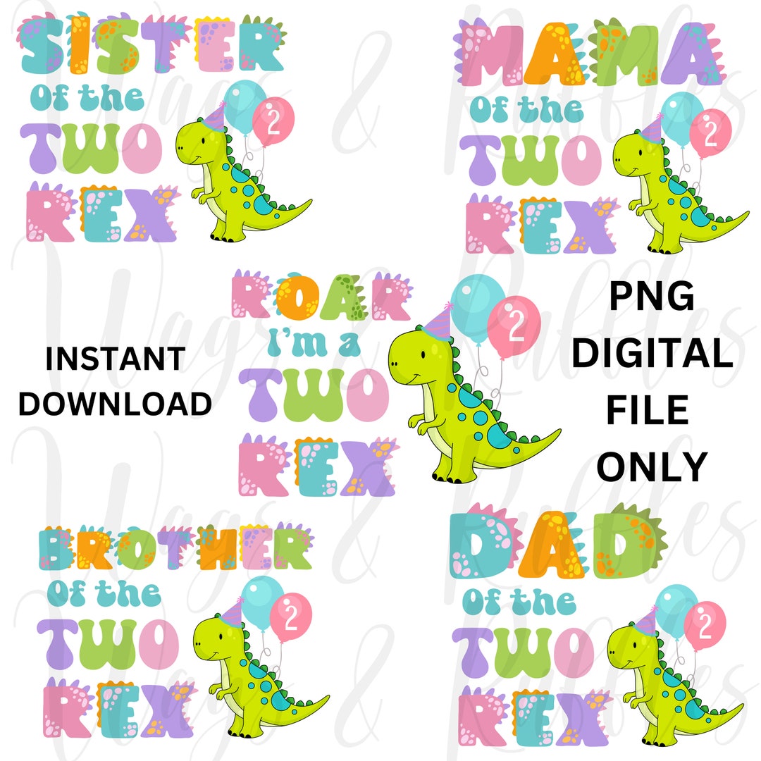 Girl Two Rex Png, Family Dinosaurs Bundle Png, Dinosaur Family ...