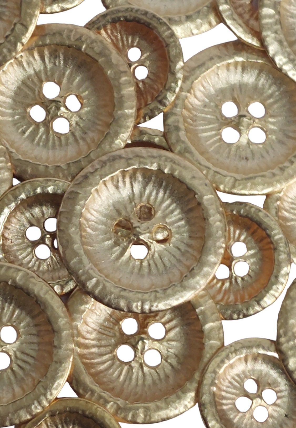 Deep Metal Crater Recessed 4 Hole Design Buttons in Antique Silver And ...