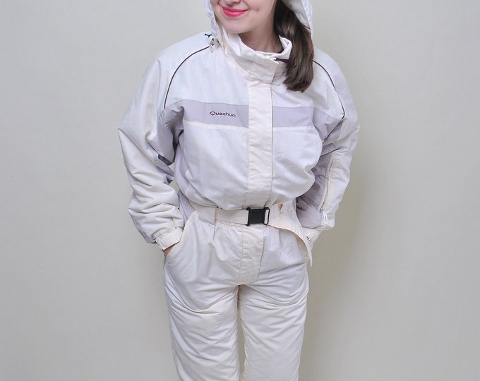 White One Piece Ski Suit, Vintage Women Full Snow Suit, Size M - Etsy