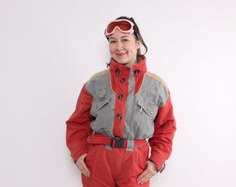 Retro One Piece Ski Suit, 80s Snowsuit MEDIUM Size Minimalist Beige Winter Overall, Size M - Etsy