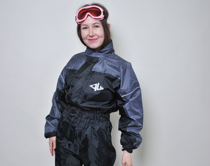 Waterproof One Piece Suit, Vintage Black Rain Suit From 90s, Size M/L ...