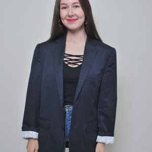 90s Formal Suit Jacket in Blue, Vintage One Button Blazer, Size L - Etsy