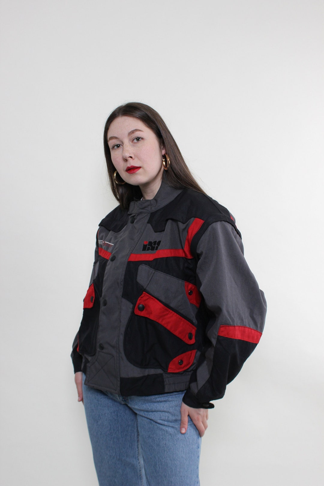 90s Biker Motorsport Jacket, Vintage Motorcycle Cropped Jacket, 90s ...