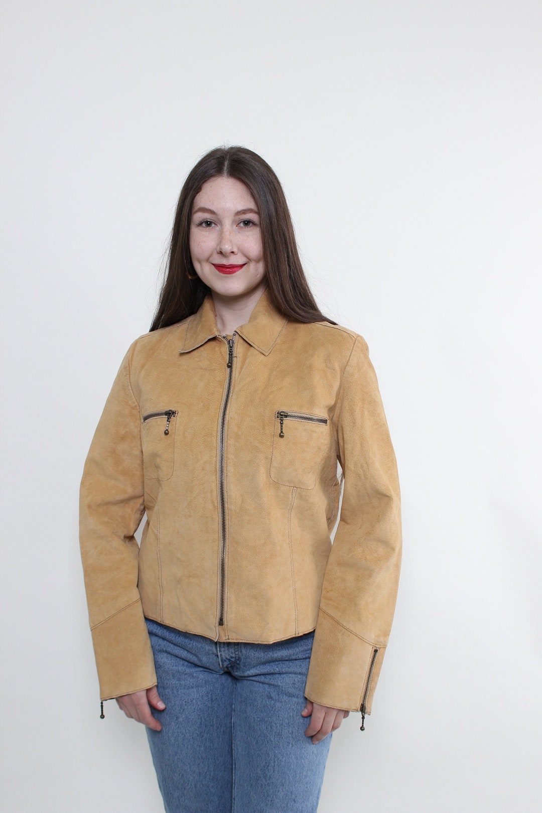 Vintage 90s Leather Jacket, Cropped Jacket, Leather Harrington Jacket ...