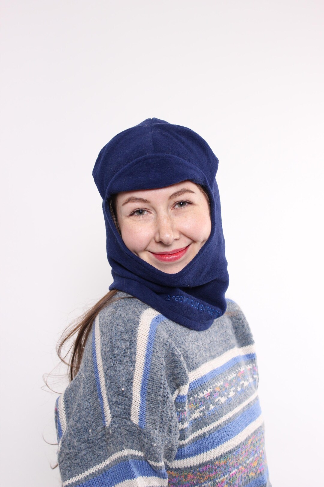 90s Blue Balaclava Hat, Vintage Woman Winter Fleece Balaklava for Her ...