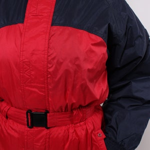 One Piece Ski Suit, 90s Red Snow Suit, Multicolor Ski Jumpsuit, Size S ...
