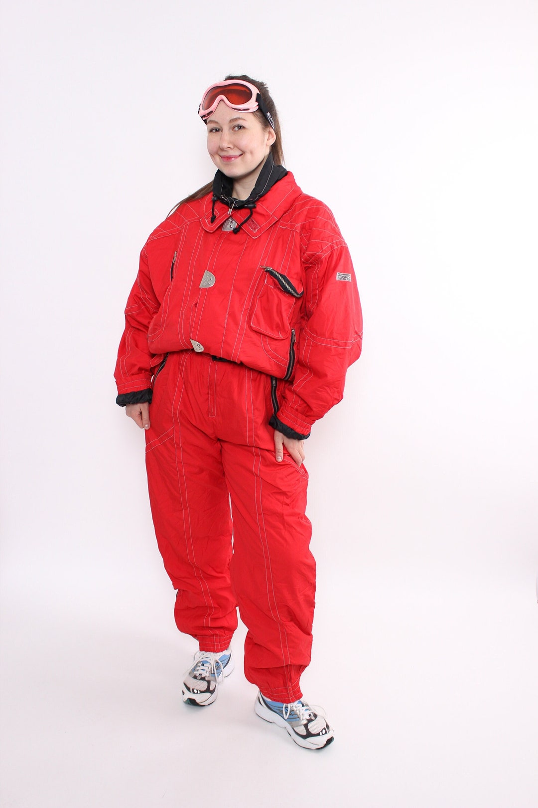 Vintage 90s Ski Suit, Red One Piece Ski Jumpsuit, Size XL - Etsy