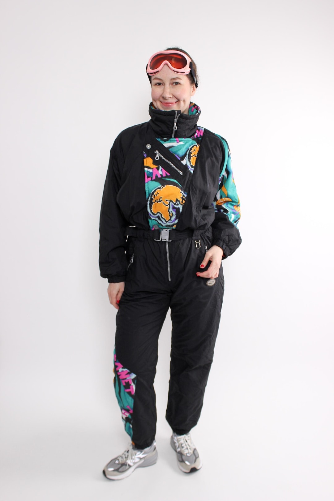 90s One Piece Ski Suit in Black, Vintage Winter Jumpsuit, Retro ...