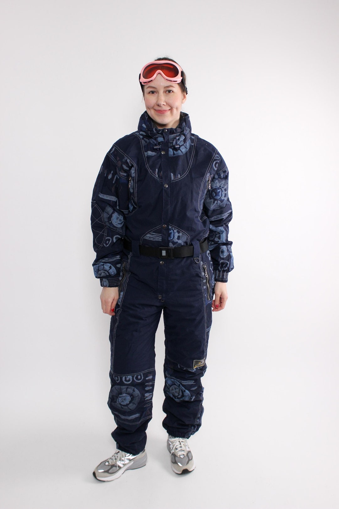 One Piece Ski Suit, Vintage 80s Ski Jumpsuit, Retro Blue Snowsuit ...