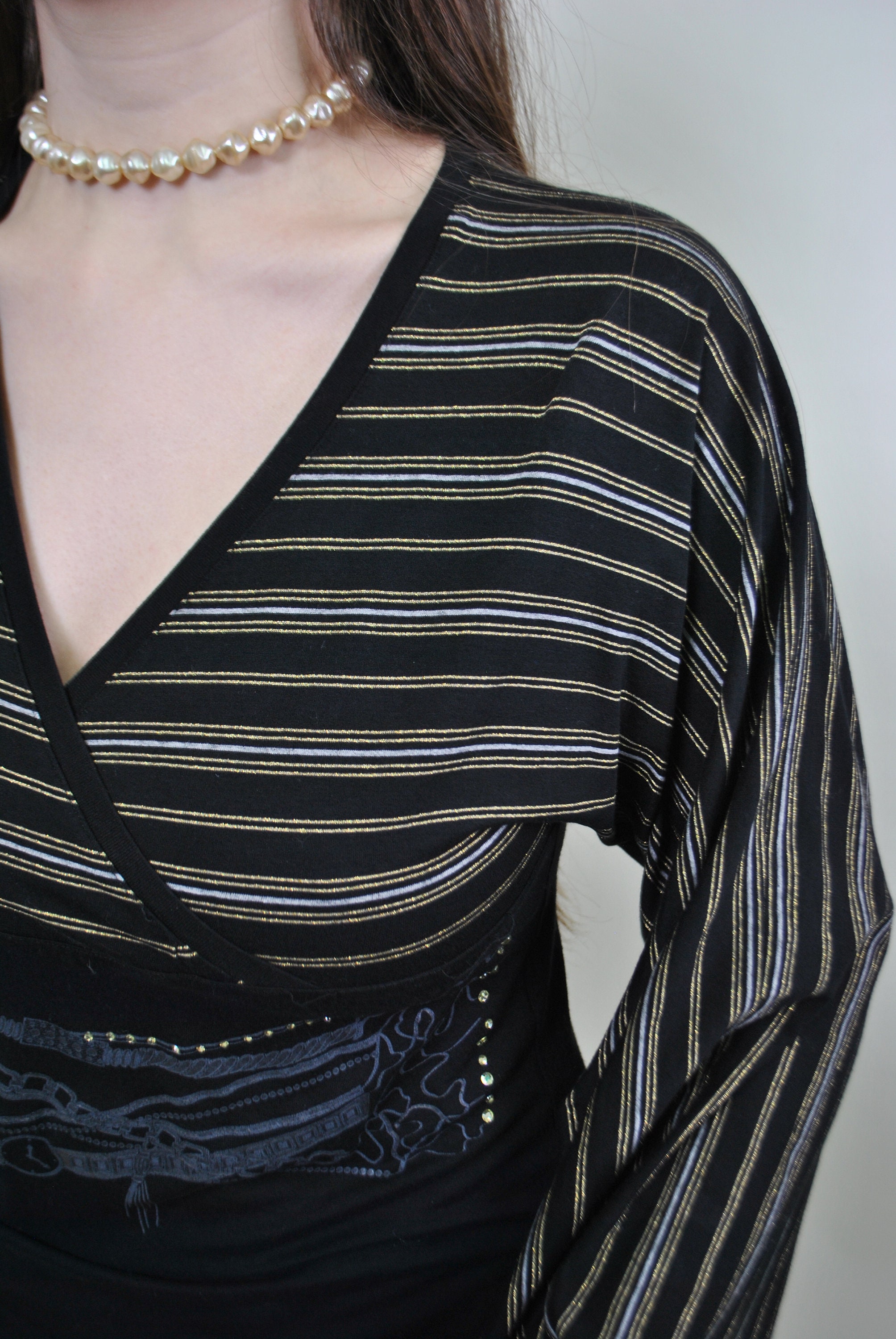 90s Wide Sleeves Blouse Fitted Stretchy Shirt MEDIUM Size - Etsy
