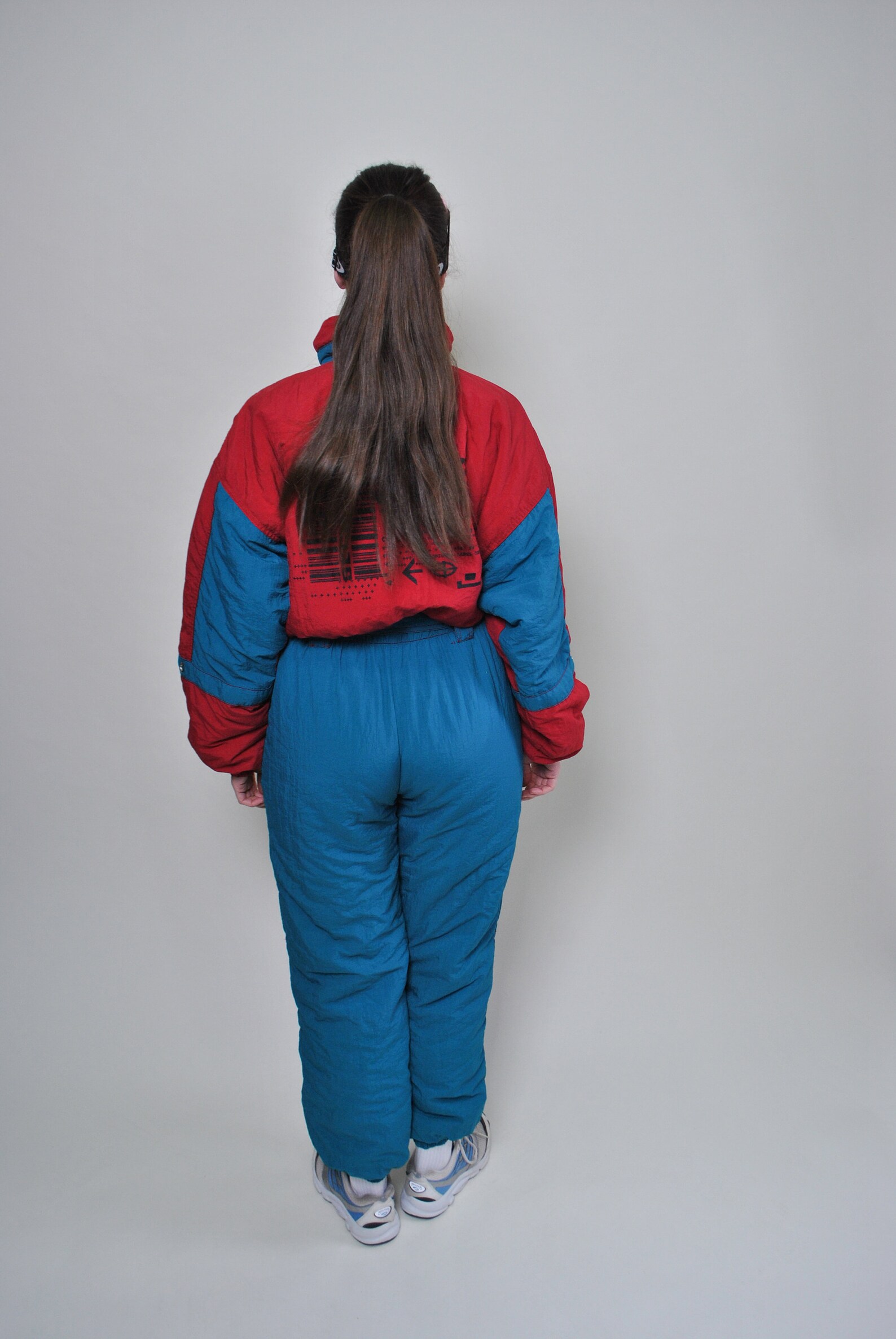 80s One Piece Ski Suit, Retro Snowsuit Multicolor Funky Winter Overall ...