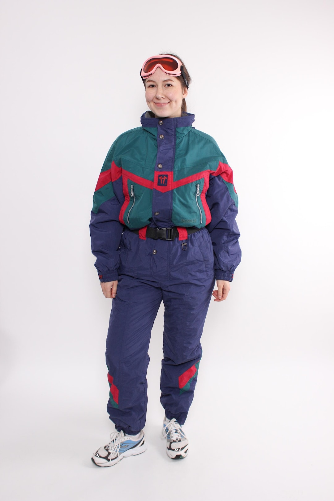 90s One Piece Ski Suit, Vintage Snowsuit in Multicolor Design, Size M ...