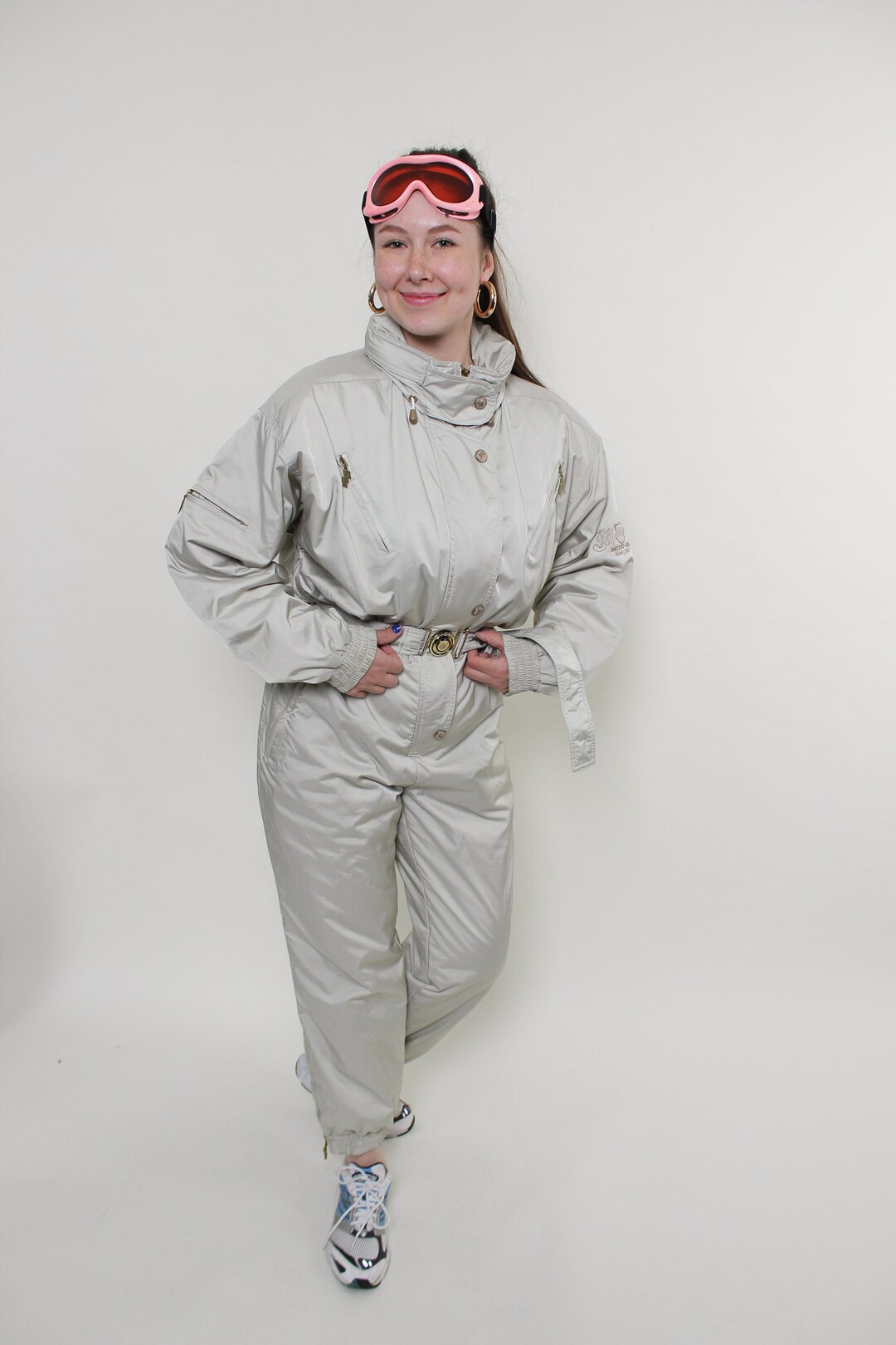 Vintage One Piece Ski Suit, 80s Retro Women Perl Color Snowsuit, Size M ...