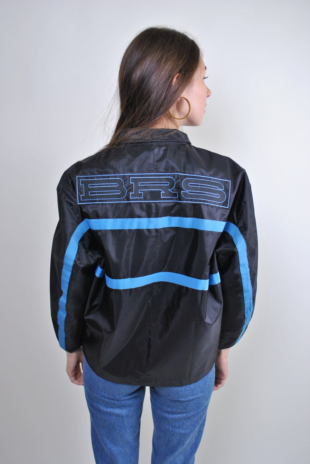90s Racing Jacket, Racing Club Blazer, MEDIUM Size BRS Black Sport Wear ...