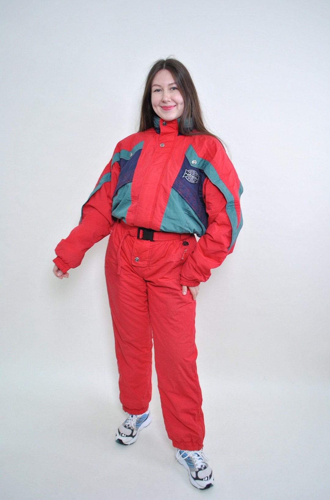 One Piece Red Ski Suit Retro Snowsuit LARGE Size 80s Winter - Etsy