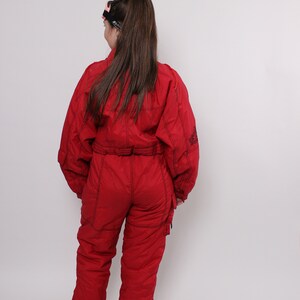 One Piece Red Ski Suit, Retro Snowsuit MEDIUM Size 80s Winter Overall ...