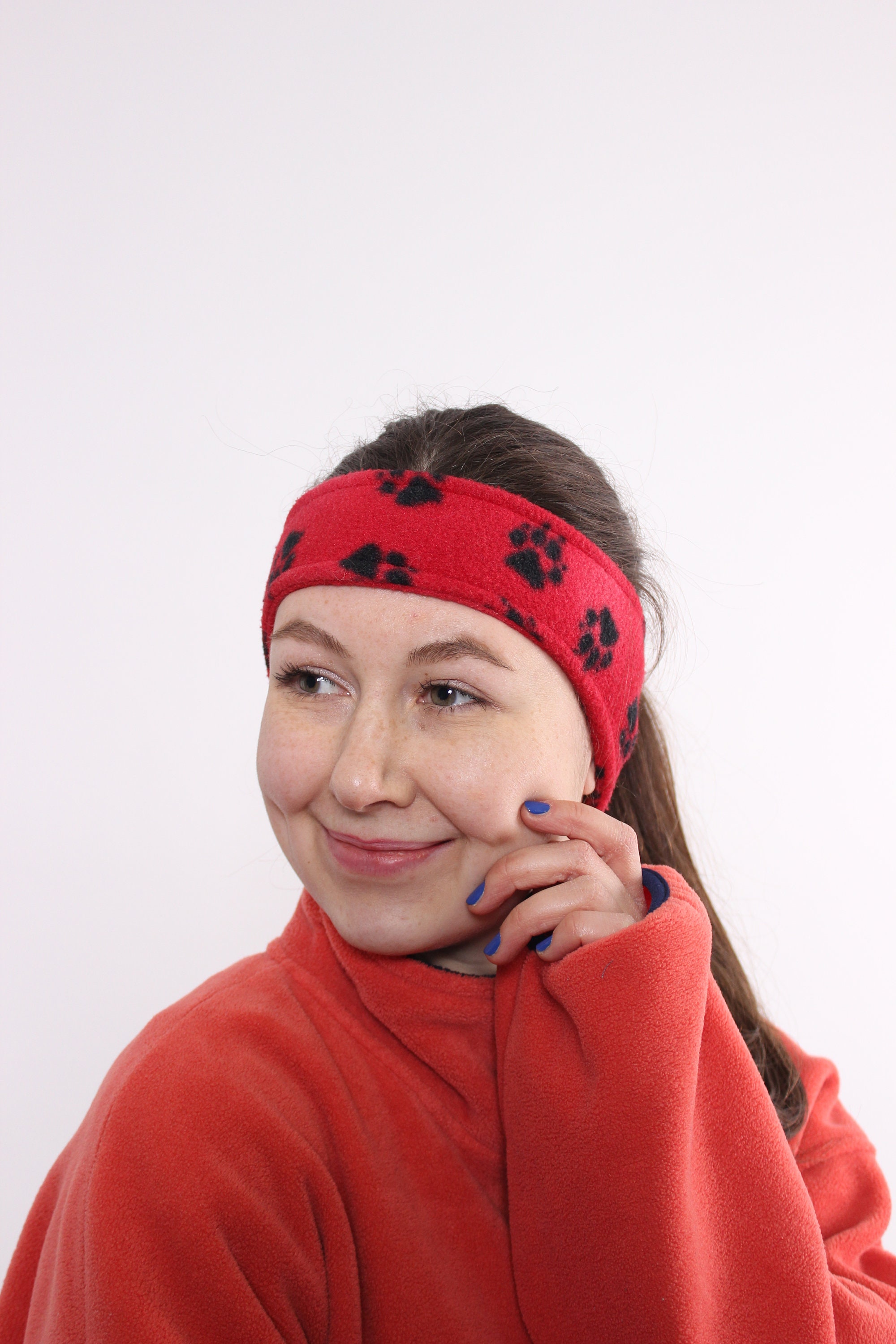 90s Red Headband, Vintage Funky Print Fleece Ski Headband, ONE SIZE - Etsy