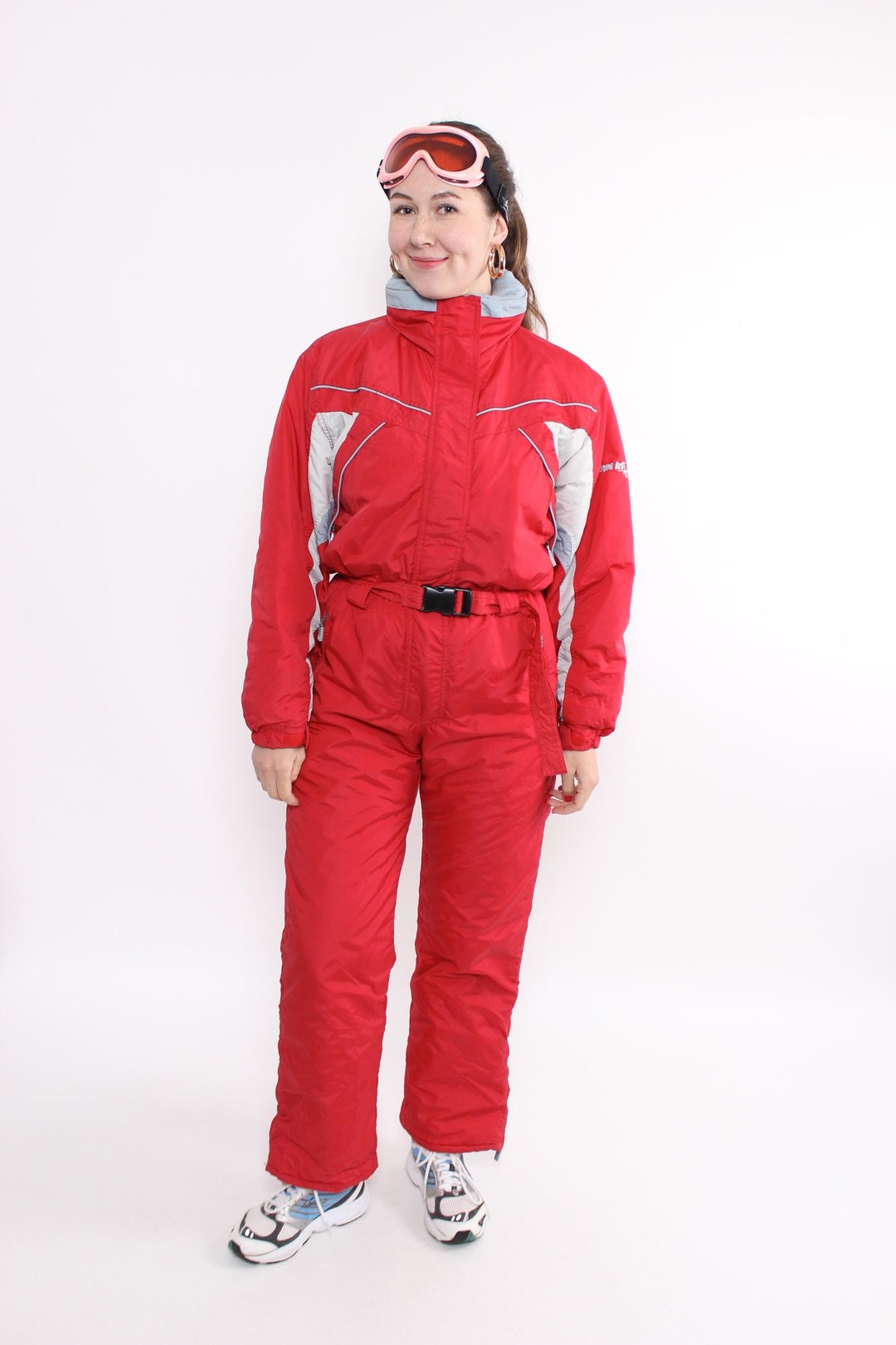 90s Red One Piece Ski Suit, Vintage Snow Suit, Retro Colorful Winter ...