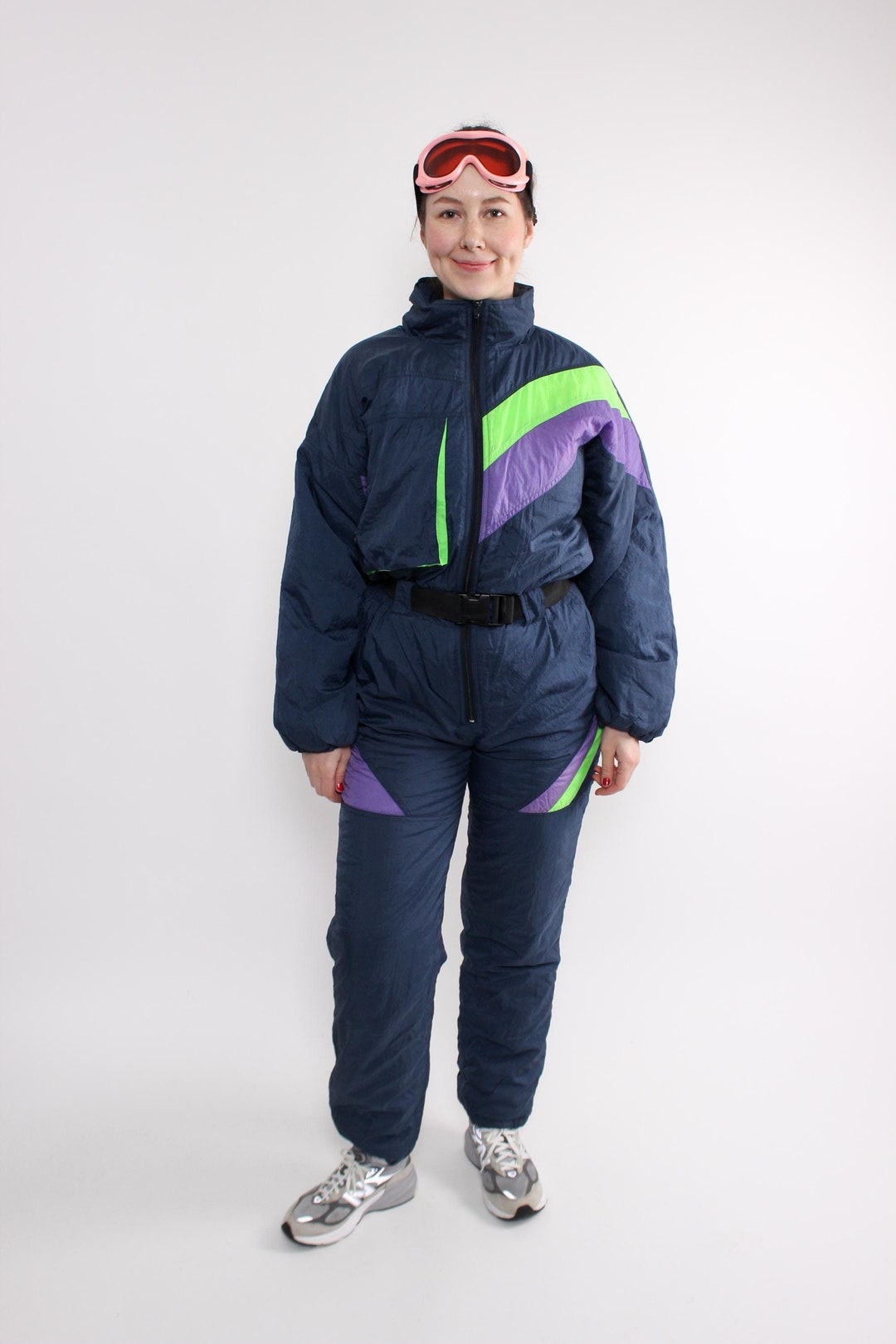 90s One Piece Ski Suit, Vintage Blue Snowsuit, Retro Winter Jumpsuit ...