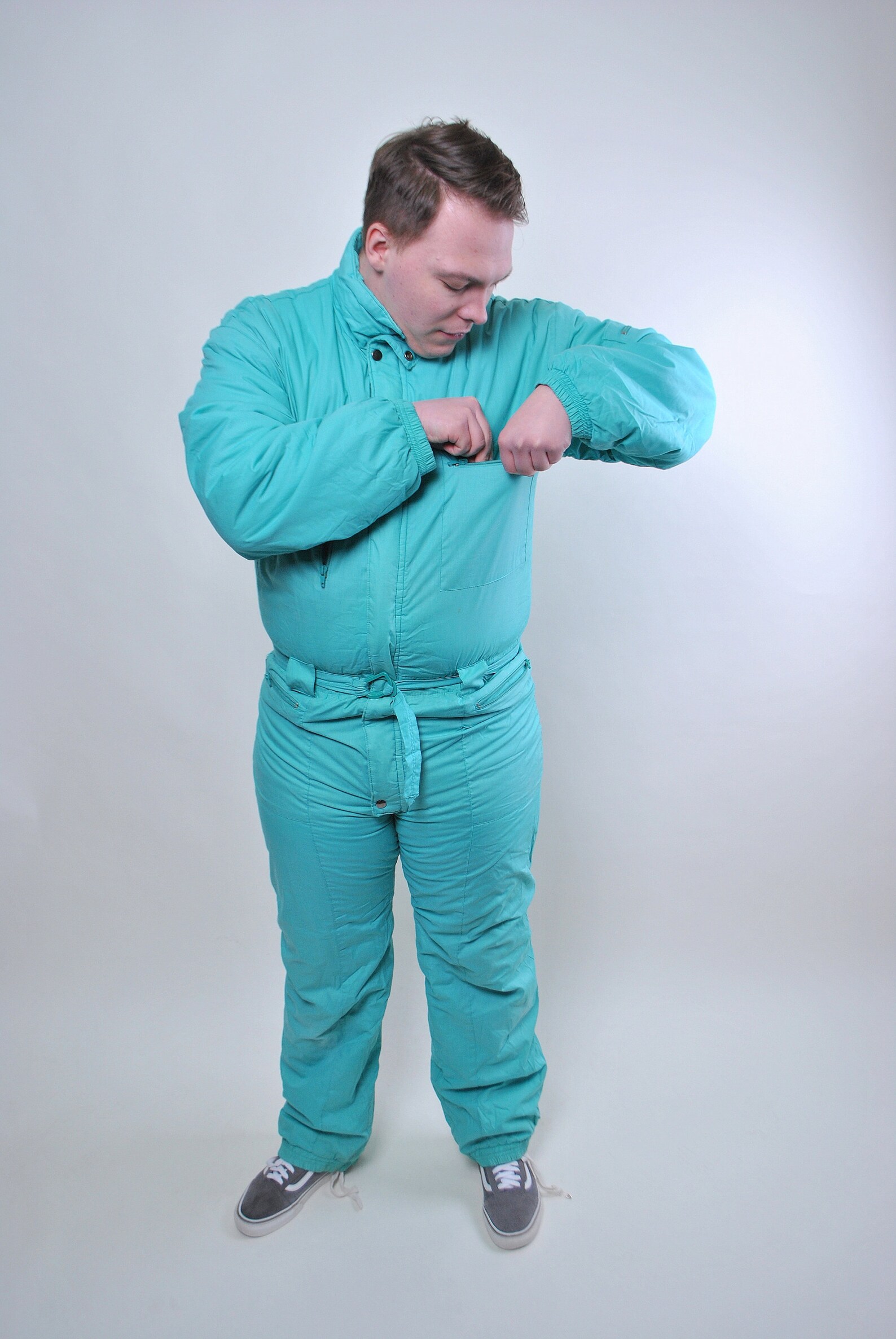 Vintage One Piece Green Ski Suit, Retro 80s Nylon Snow Suit, Size L - Etsy