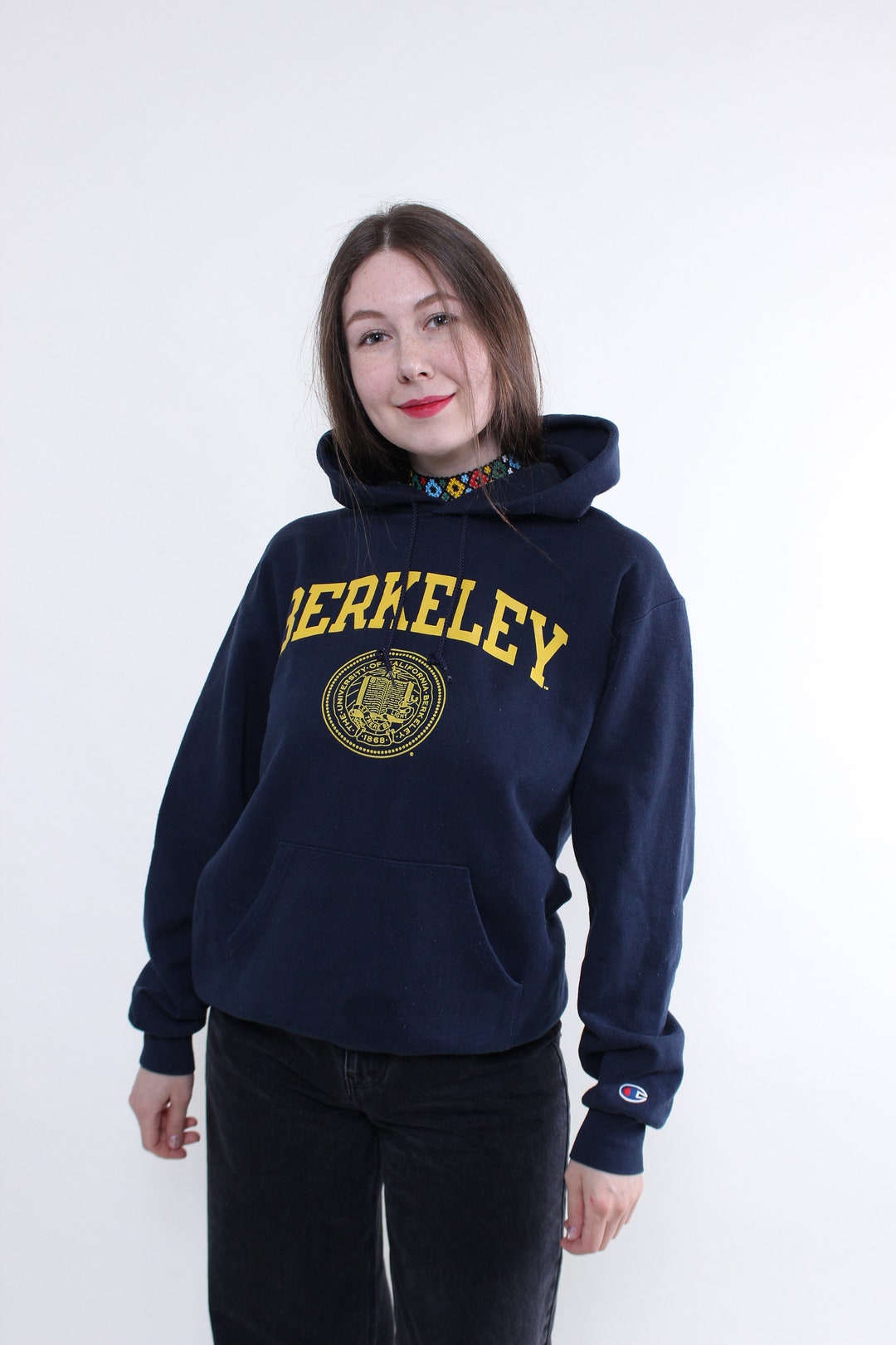 Vintage Champion Berkeley Hoodie, 90s Blue Varsity College Hoodie, Size ...