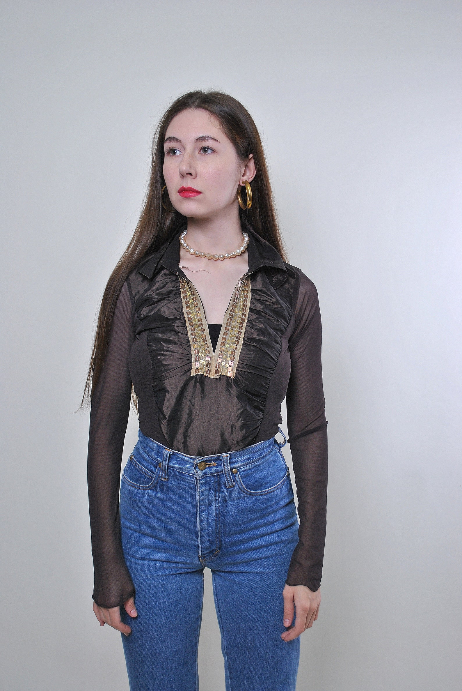 Vintage Italian Evening Party Brown Blouse Size M - Etsy