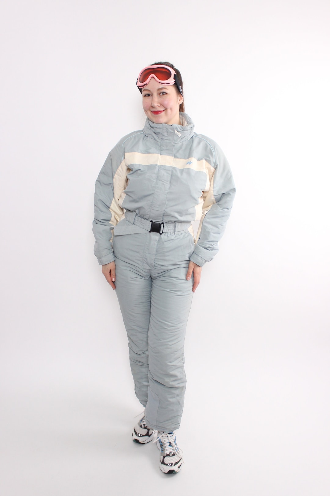 One Piece Ski Suit, Vintage 90s Multicolor Ski Jumpsuit, Retro Gray ...