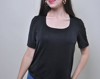 Square Neck Black Shirt - Etsy