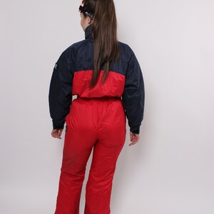 One Piece Ski Suit, 90s Red Snow Suit, Multicolor Ski Jumpsuit, Size S ...