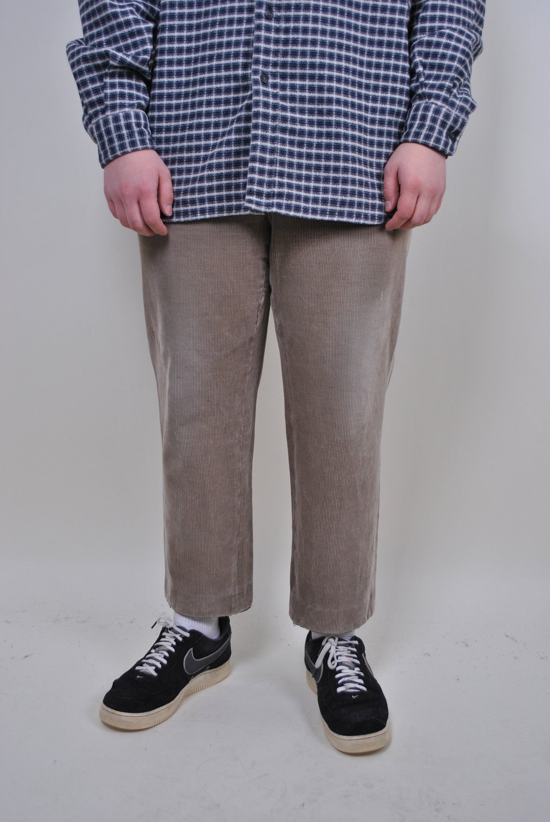 Vintage Cord Pants, 80s Beige Corduroy Pants, Cropped Straight Pants ...