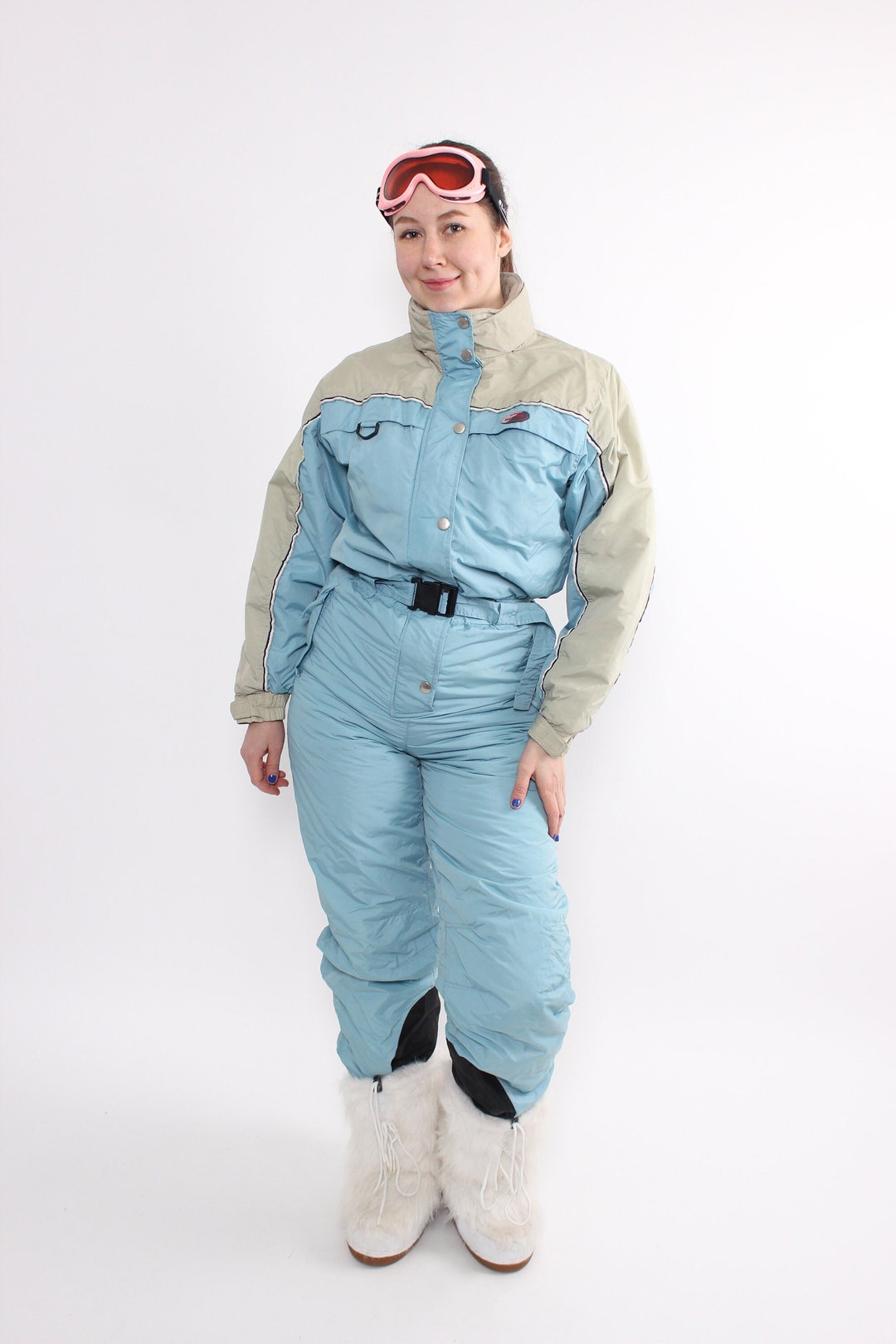 90s One Piece Ski Suit, Vintage Blue Snowsuit, Retro Winter Jumpsuit ...