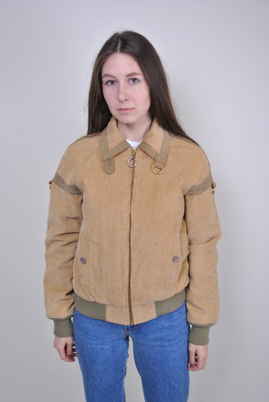80s Cord Bomber Jacket, Vintage Corduroy Harrington Jacket, Size S - Etsy