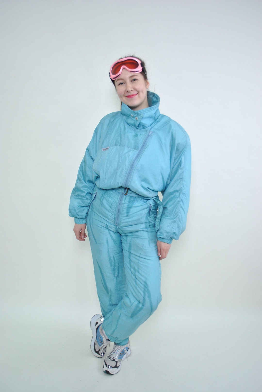 90s One Piece Ski Suit, Vintage Blue Snowsuit, Woman Winter Jumpsuit ...
