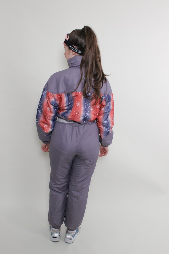 One piece purple ski suit, retro women snowsuit MEDIU… - Gem