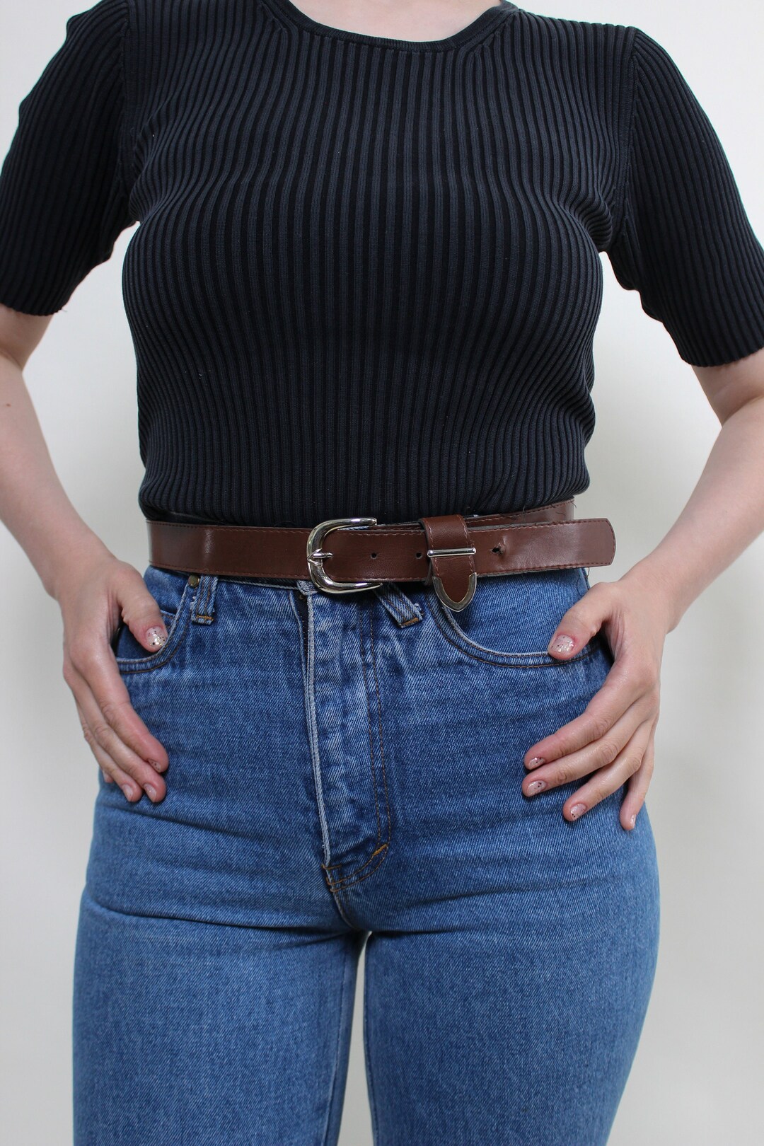 Vintage 90s Tiny Belt, Faux Leather Belt, Brown Western Belt, Size M - Etsy