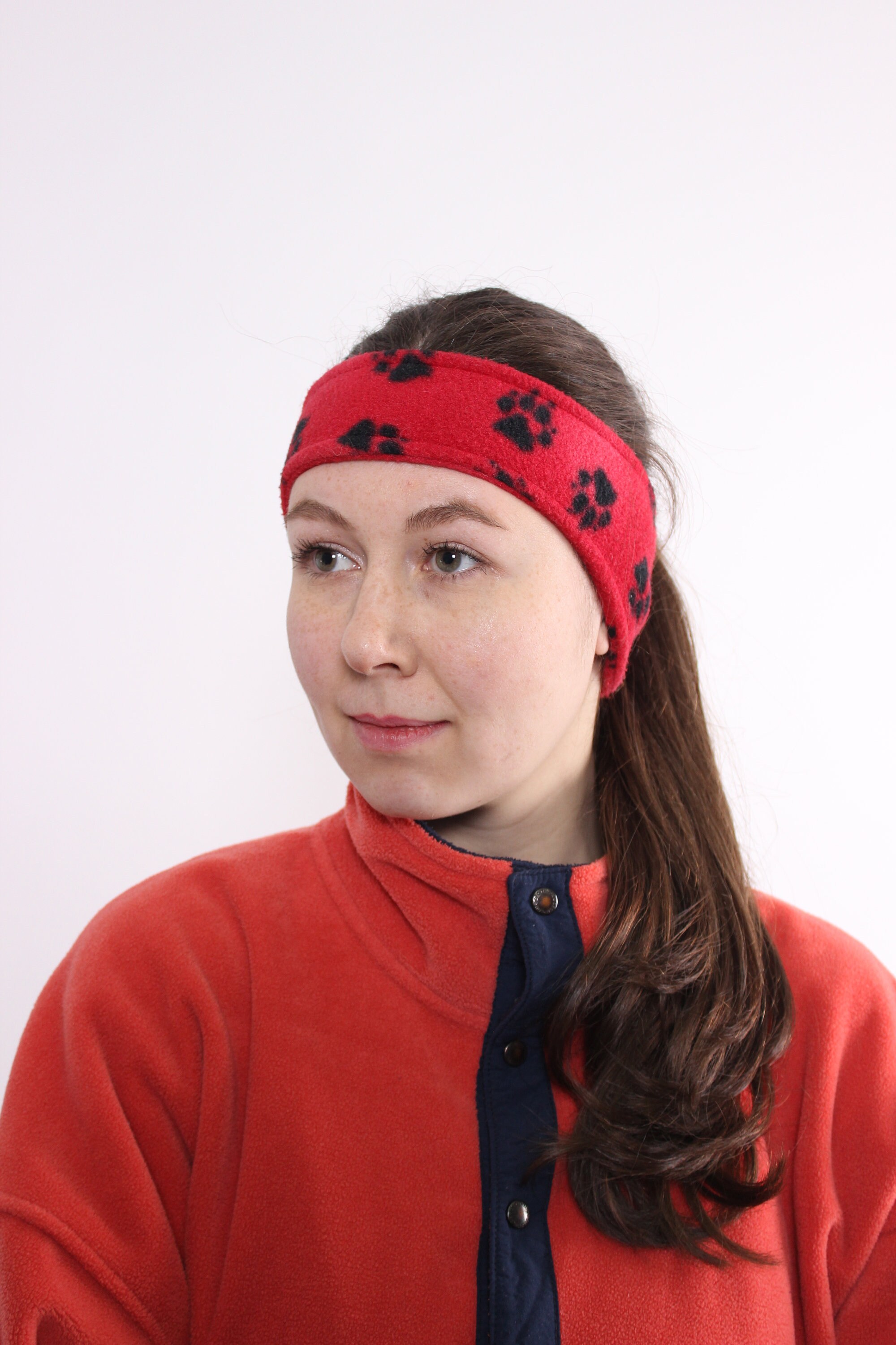 90s Red Headband, Vintage Funky Print Fleece Ski Headband, ONE SIZE - Etsy