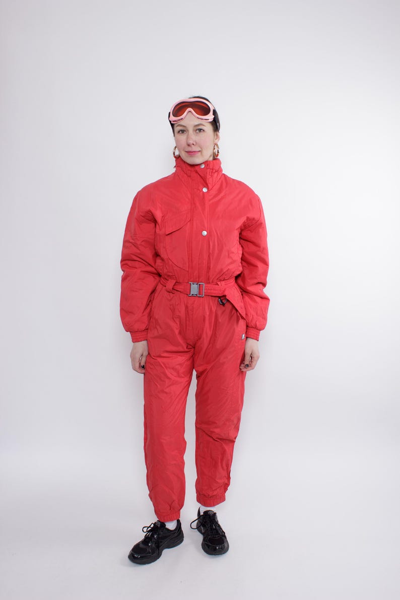 90s Vintage K-way One Piece Ski Suit: Retro Red Winter Jumpsuit, Size L ...