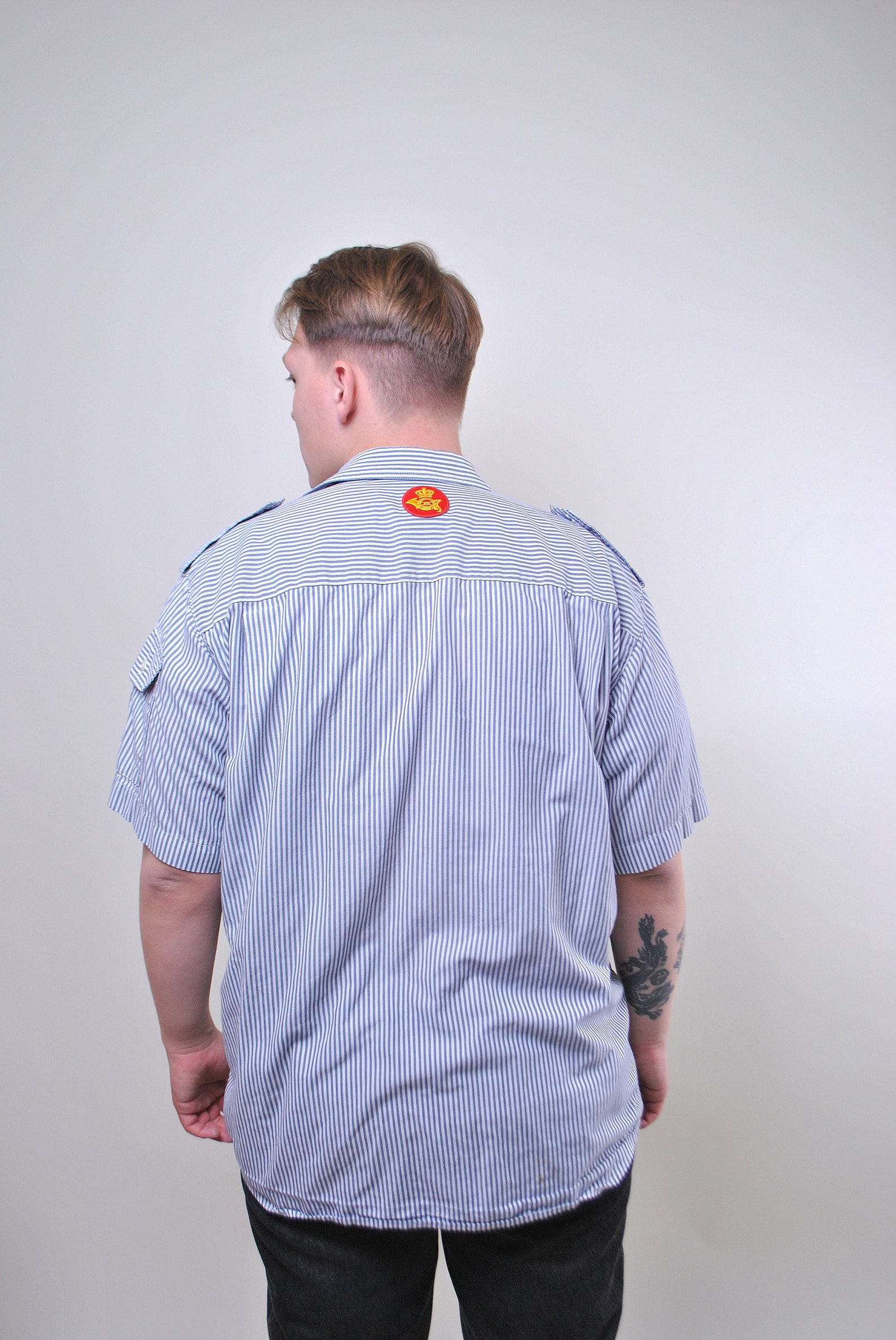 Vintage Utility Striped Man Blue Worker Shirt With Short - Etsy