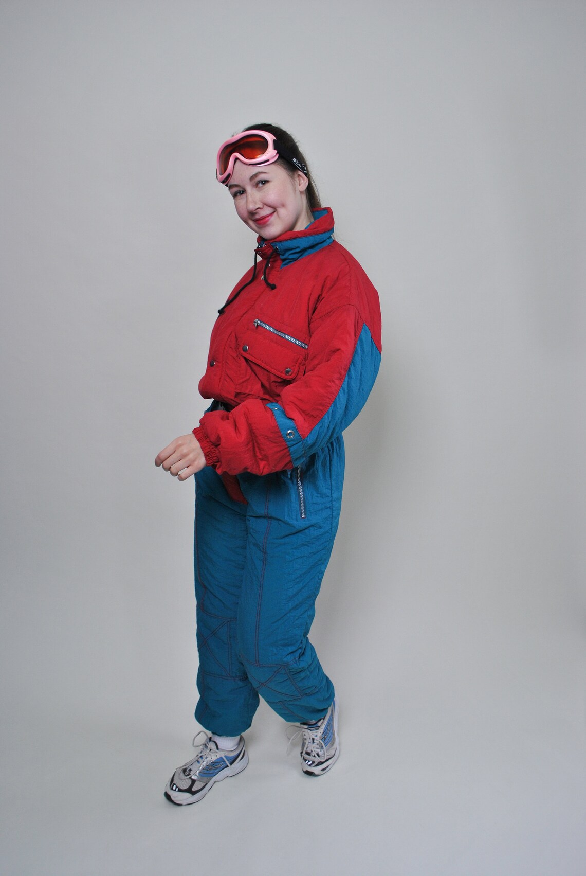 80s One Piece Ski Suit, Retro Snowsuit Multicolor Funky Winter Overall ...